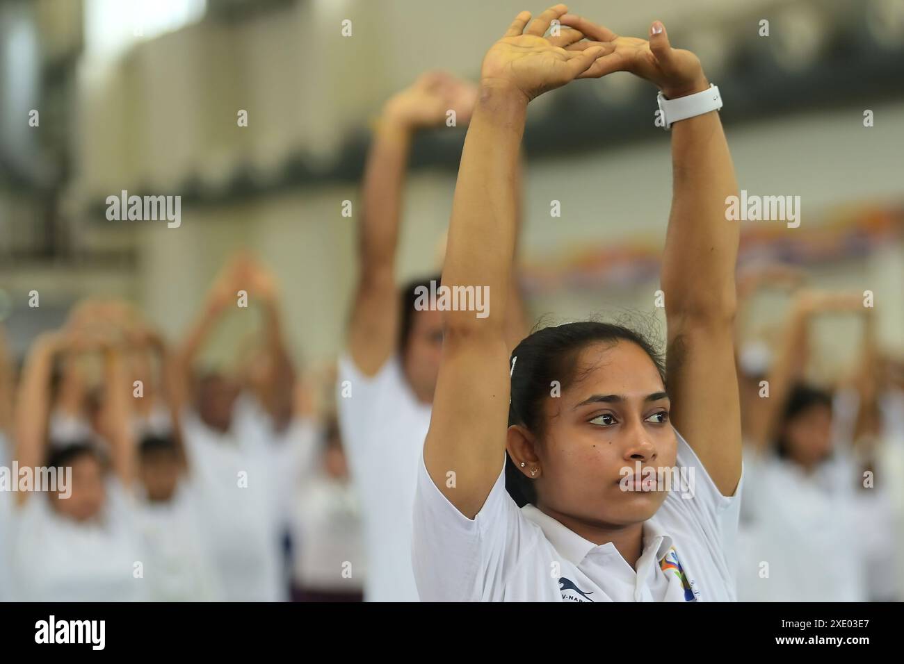 Padmashree awardee Olympian Dipa Karmakar performing yoga during 10th ...