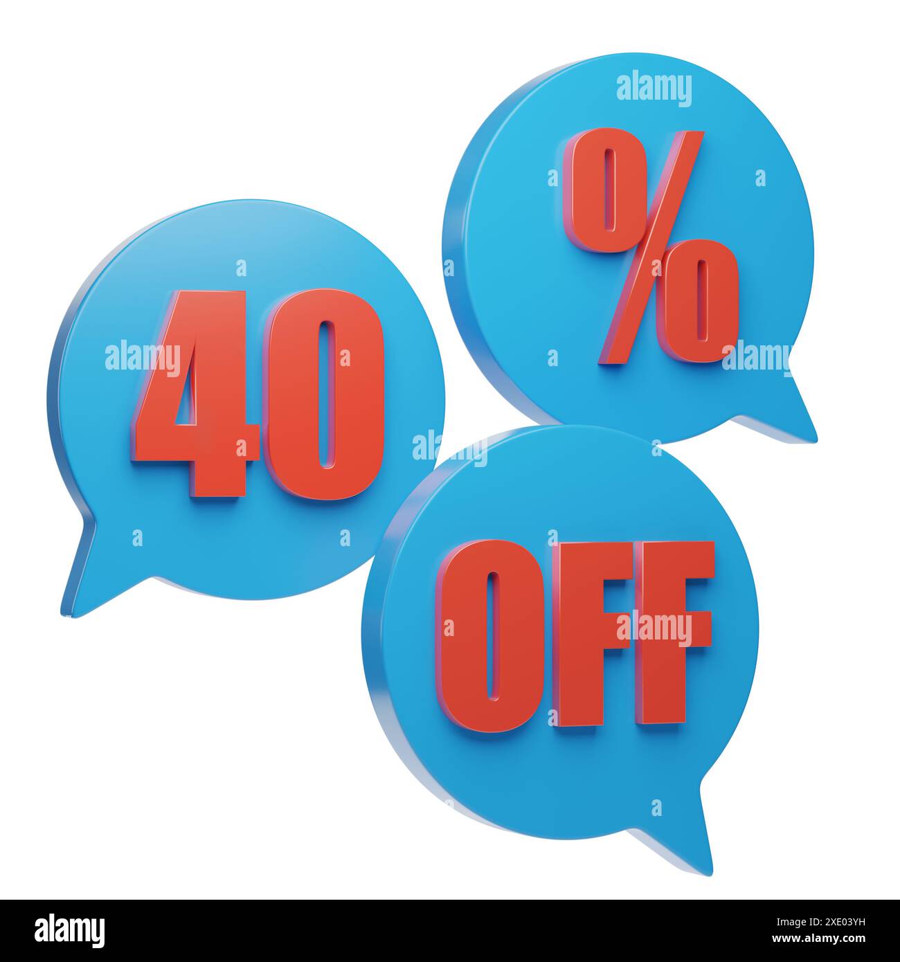 40 percent off speech balloons isolated on white background. 3d ...