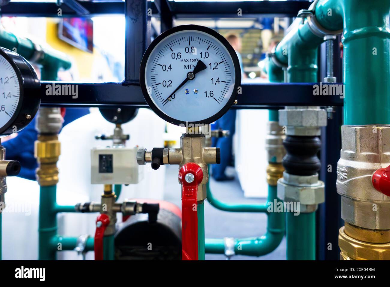 A pressure gauge with a scale for measuring the pressure of a liquid or ...