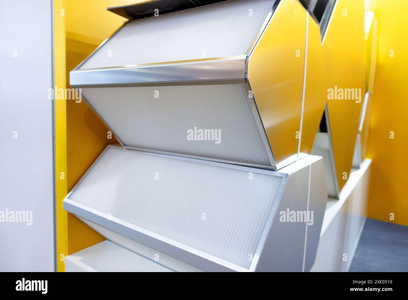 Polystyrene plate counter-flow heat exchangers Stock Photo - Alamy