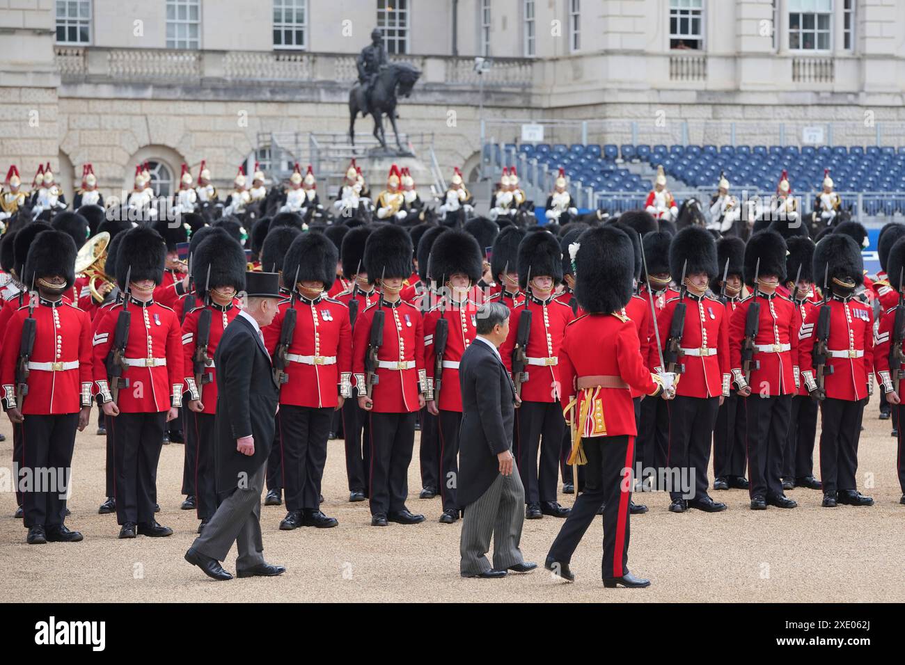 King Charles III (left) and Emperor Naruhito inspect the Guard of ...