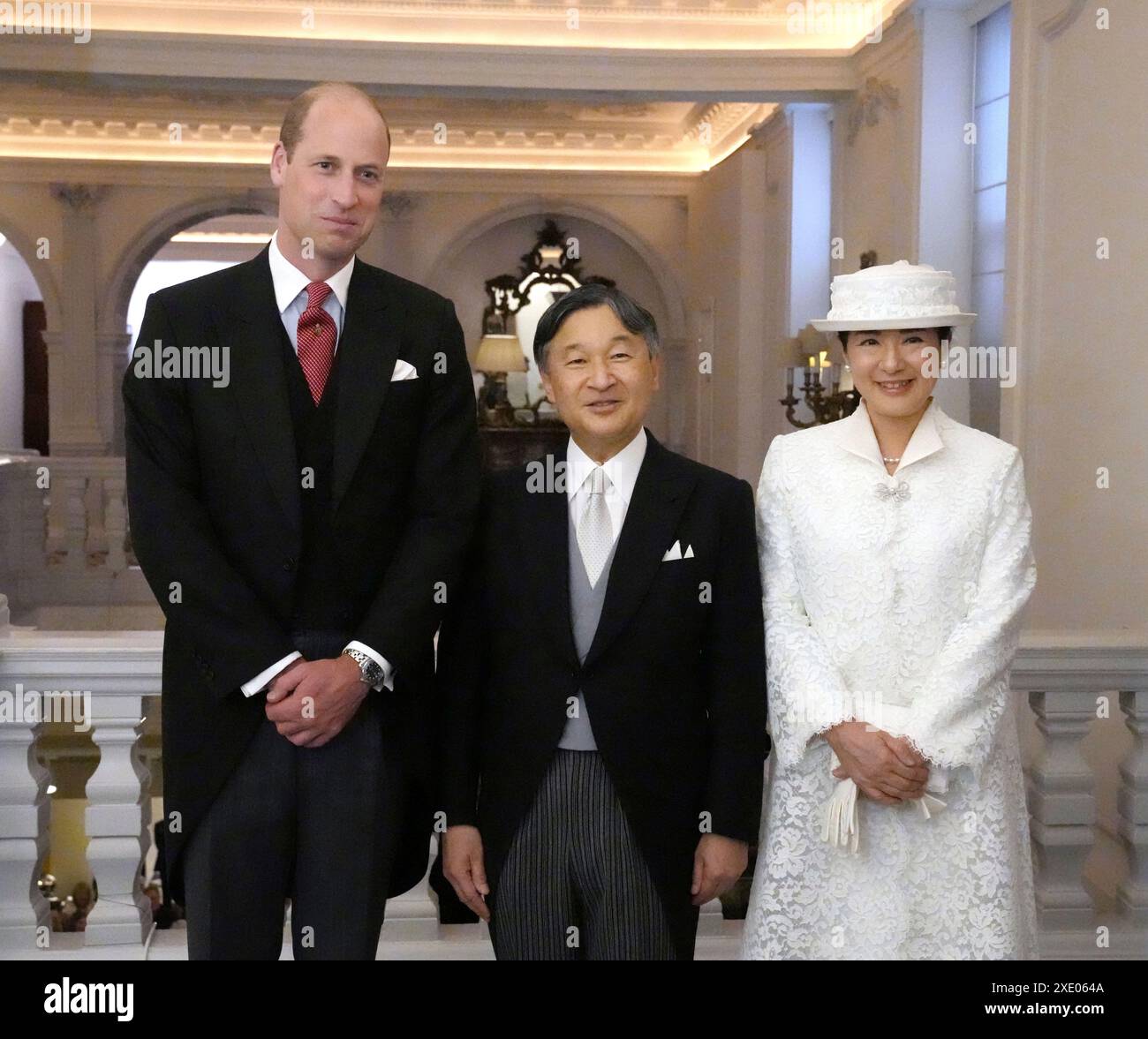 The Prince of Wales, Japanese Emperor Naruhito, and Empress Masako pose ...