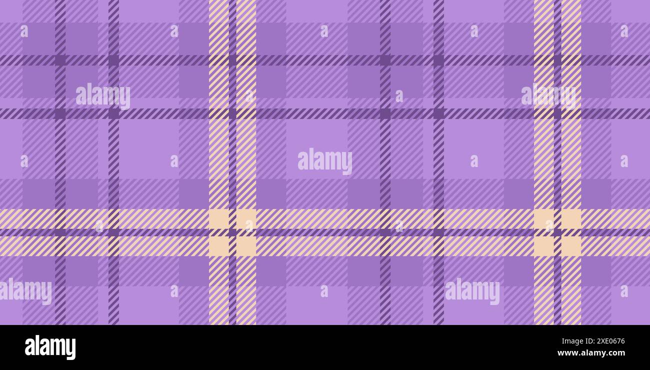 Seamless tartan design in purple and lavender with subtle yellow ...