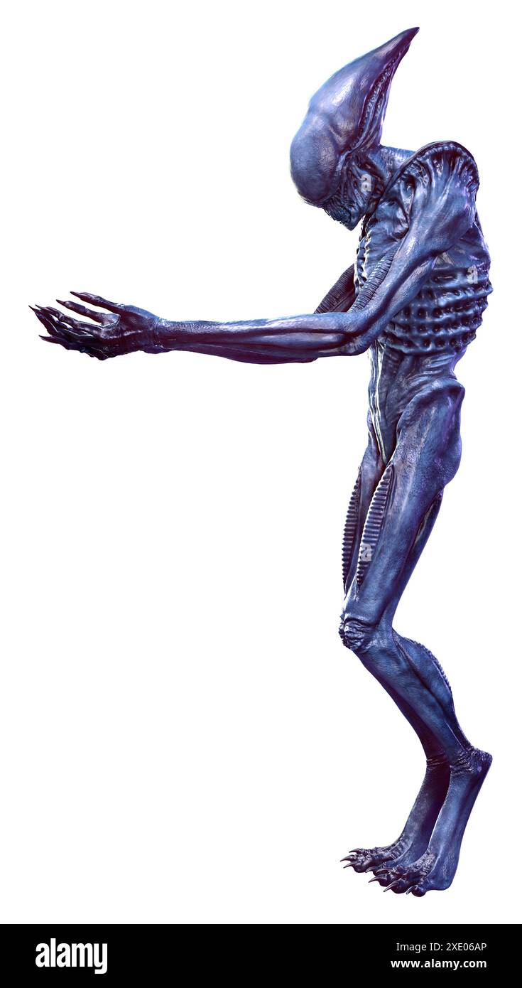 3D rendering of a blue male alien isolated on white background Stock ...