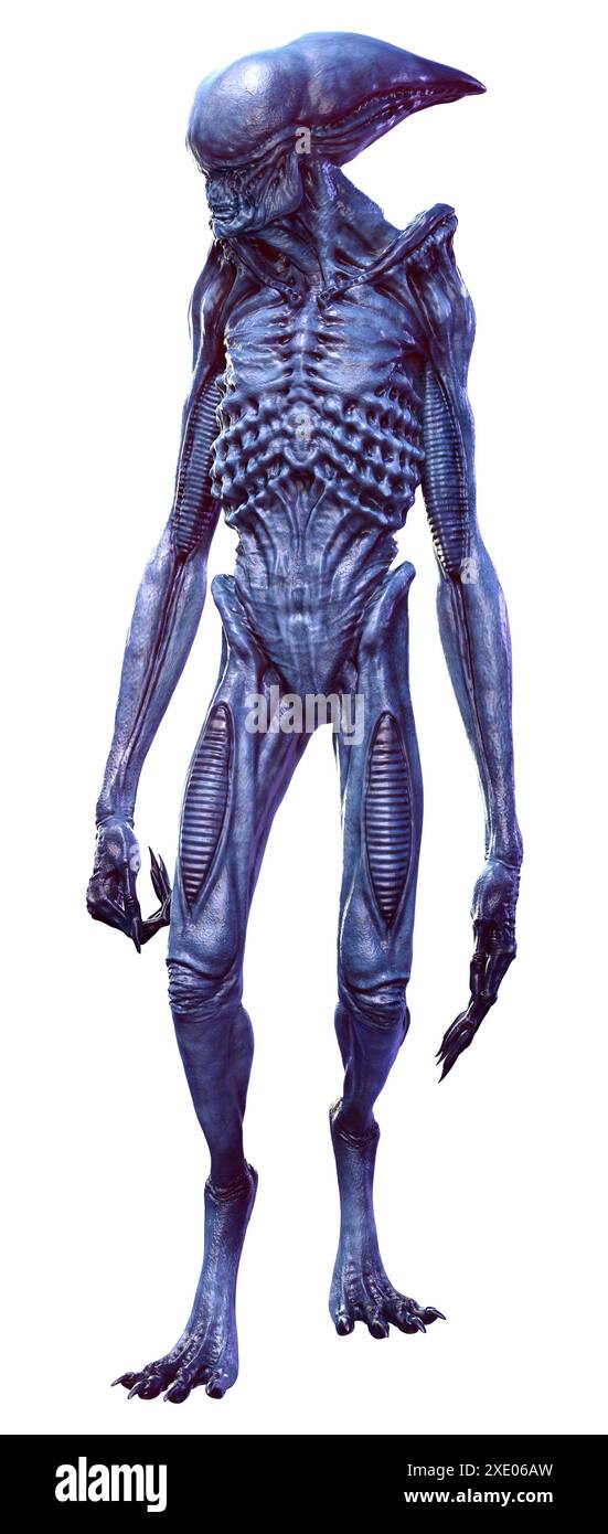 3D rendering of a blue male alien isolated on white background Stock ...