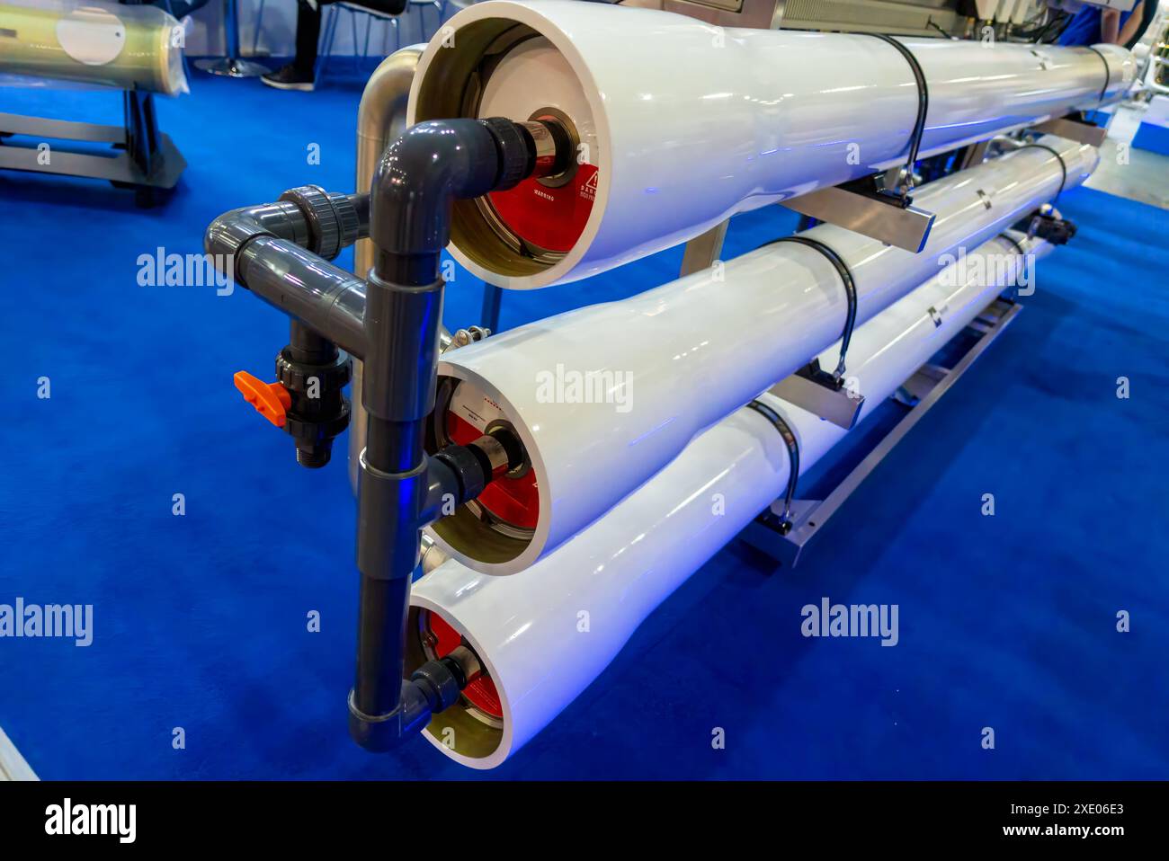 Industrial Water Filtration System with Pipes and Valves Stock Photo ...