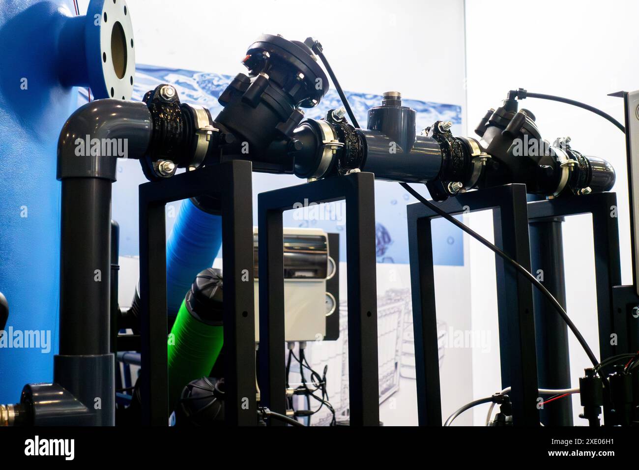 Plastic pipe connection system for filtration Stock Photo - Alamy