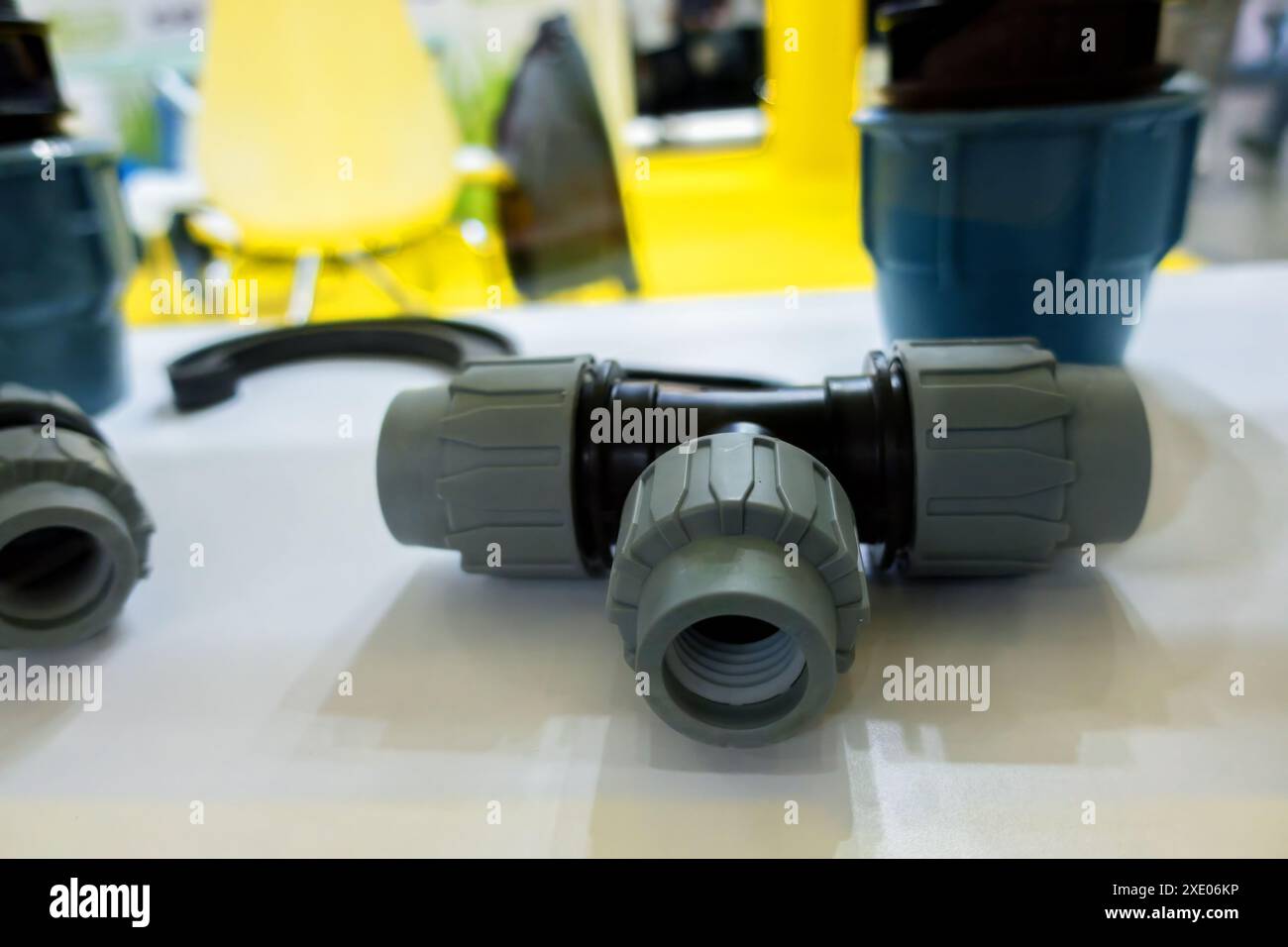 Industrial Plastic Dual Outlet Hose Connector Stock Photo - Alamy