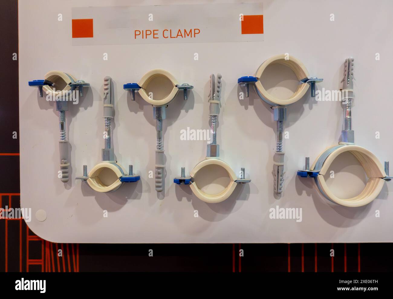 A set of clamps for pipes of different diameters Stock Photo - Alamy