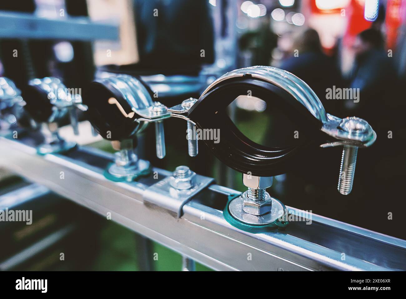 Fastening system. Double-screw pipe clamp with a locking ring Stock ...