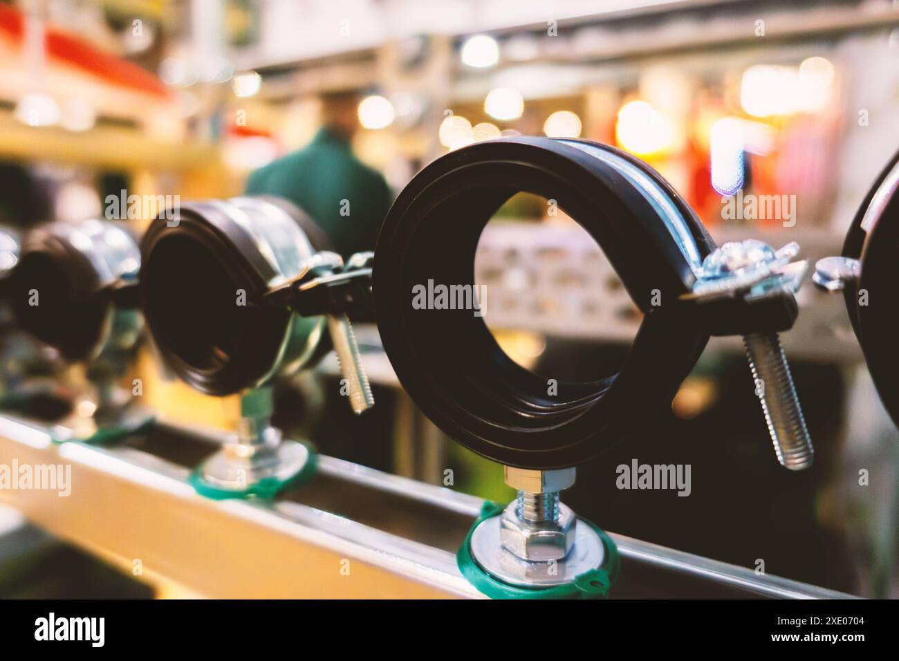 Fastening system. Double-screw pipe clamp with a locking ring Stock ...