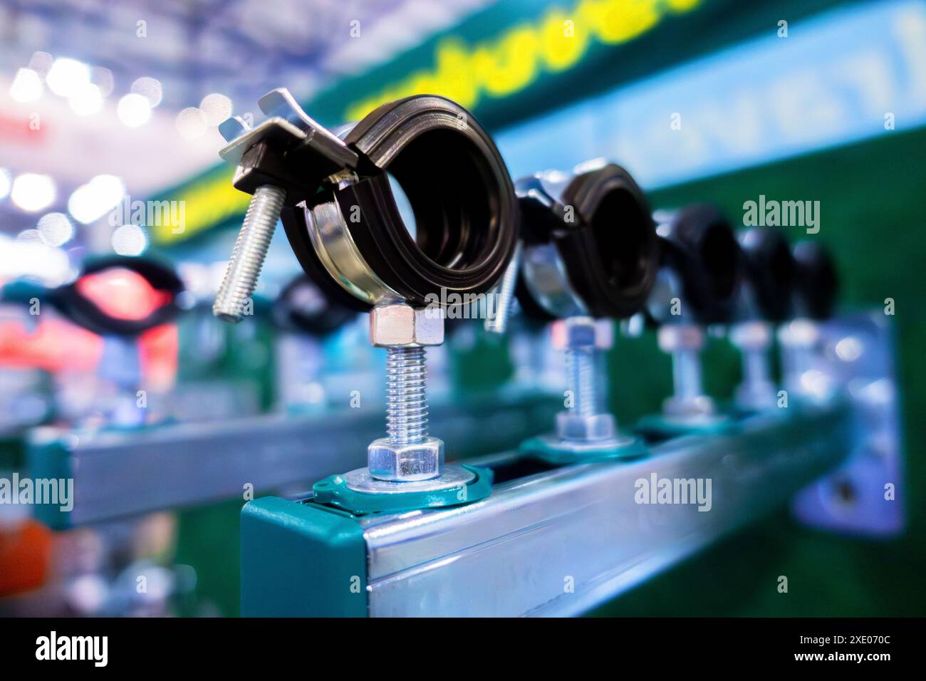 Fastening system. Double-screw pipe clamp with a locking ring Stock ...