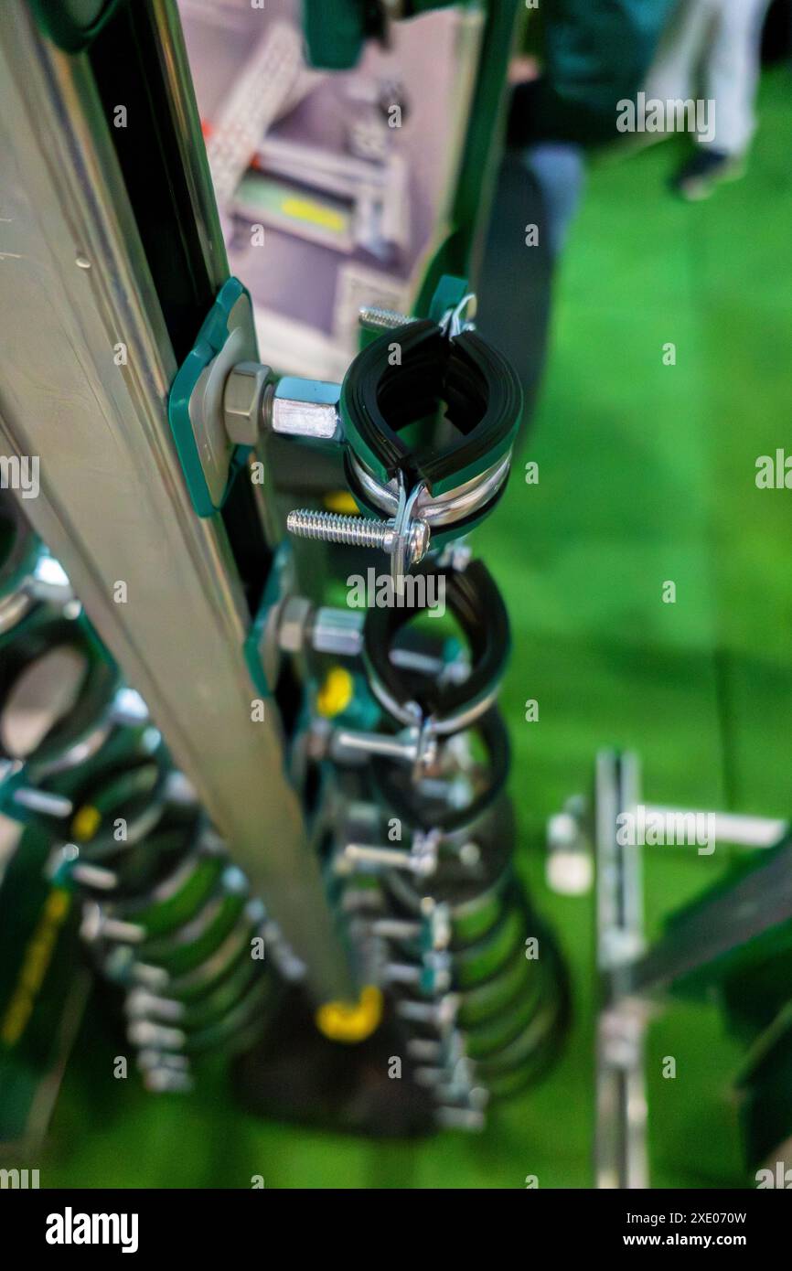 Fastening system. Double-screw pipe clamp with a locking ring Stock ...