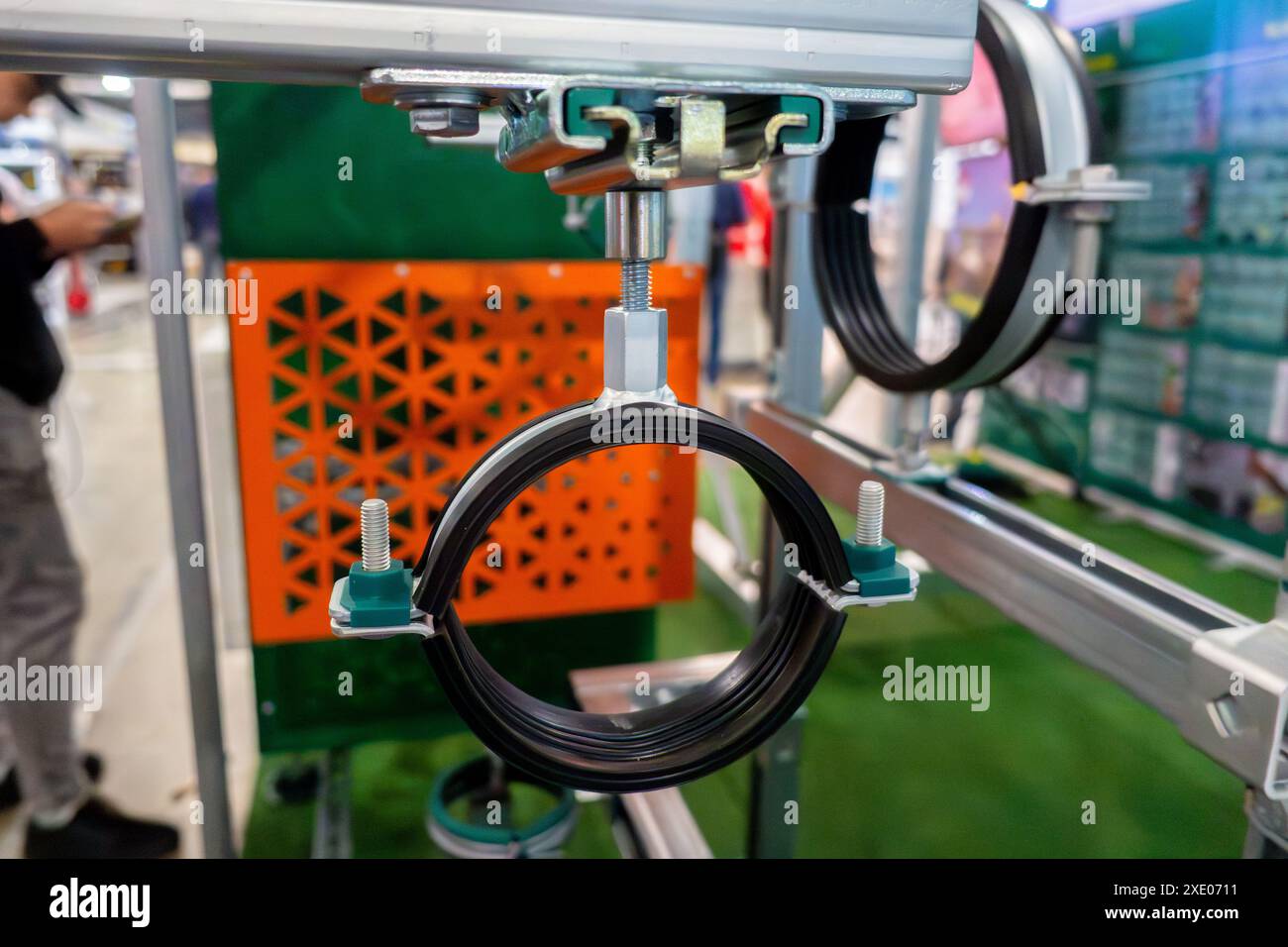 Fastening system. Double-screw pipe clamp with a locking ring Stock ...