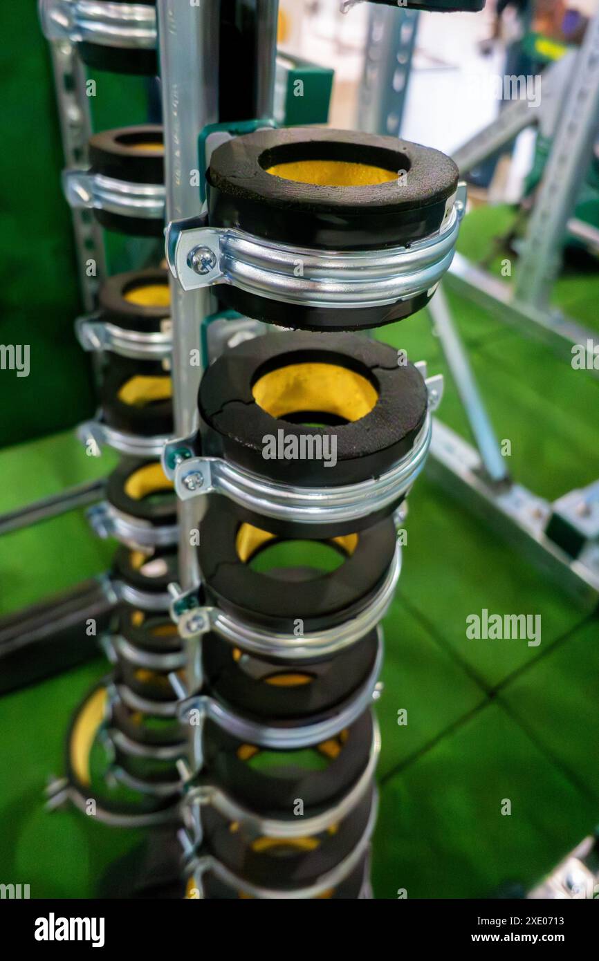 Fastening system. Double-screw pipe clamp with a locking ring Stock ...