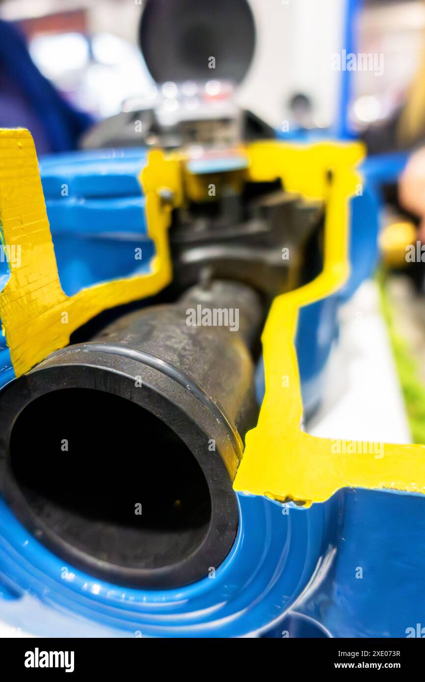 Industrial flow meter with water meter. Sectional view Stock Photo - Alamy