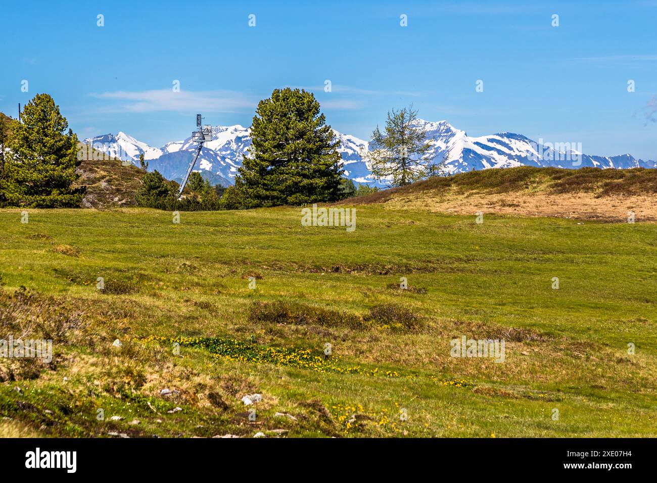 Avalanche blasting mast on the Almenweg through Salzburgerland, Großarl ...