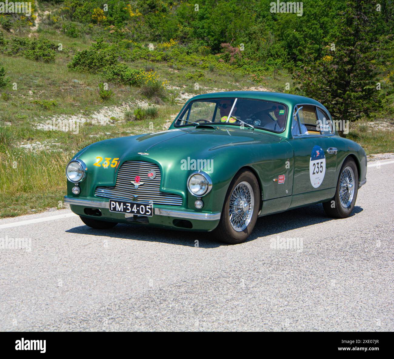 ASTON MARTIN DB 2 1952 on an old racing car in rally Mille Miglia 2022 ...