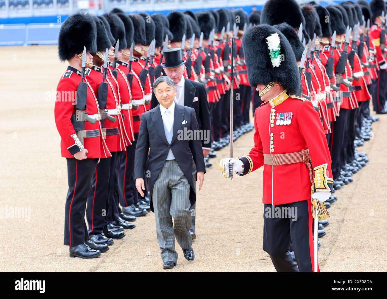 King Charles III and Emperor Naruhito of Japan inspect the guard of ...