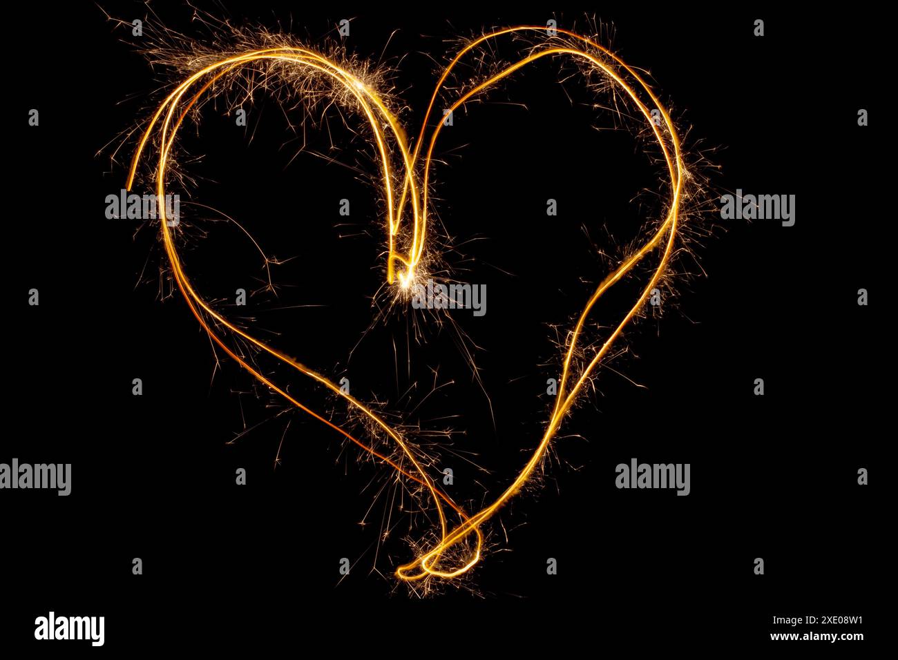 Sparkles heart with sparks, Using camera with slow shutter speed Stock ...