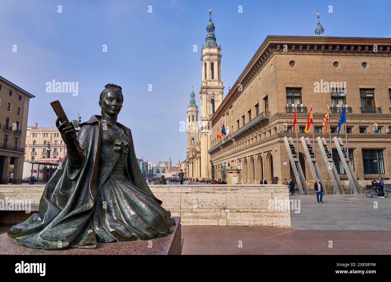 Female figure in 18th century clothes, bronze statue in the monument to ...