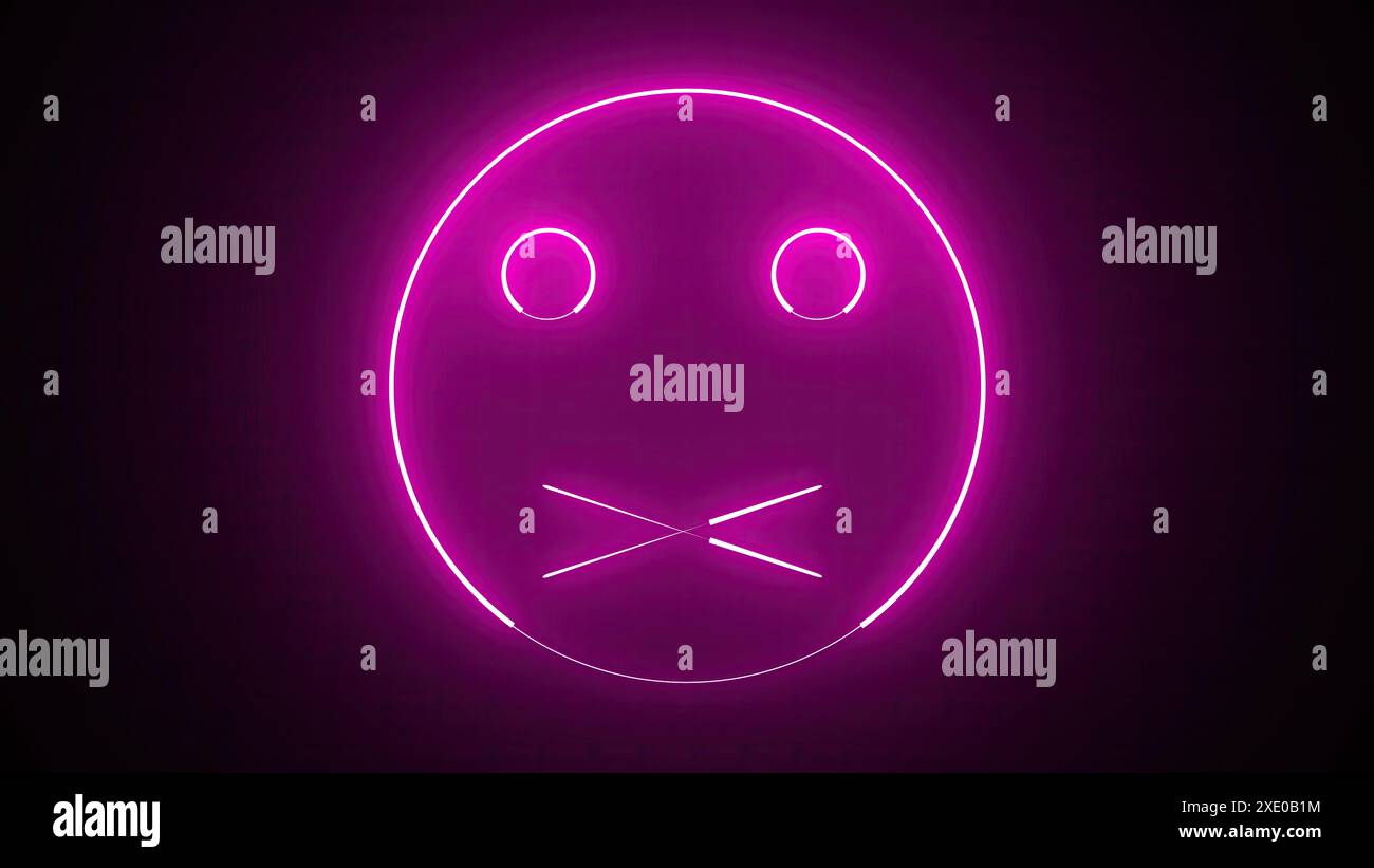 Neon emoji face Stock Photo - Alamy