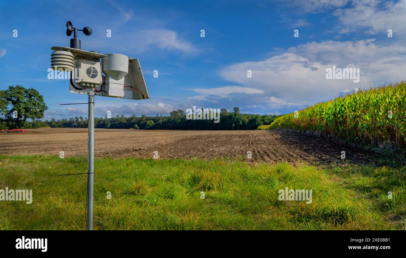 Smart agriculture and smart farm technology. Meteorological instrument ...