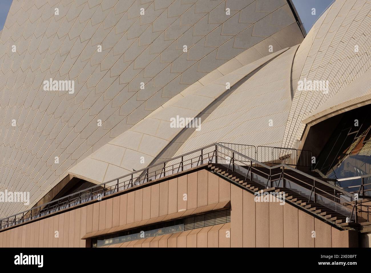 Sydney Opera House, curved concrete shells in chevron patterned tiles ...