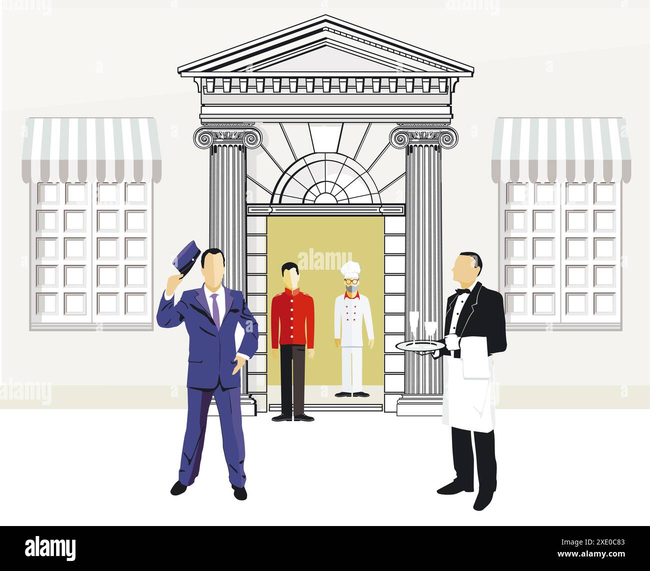 Reception in gastronomy and hotel, illustration Stock Photo - Alamy