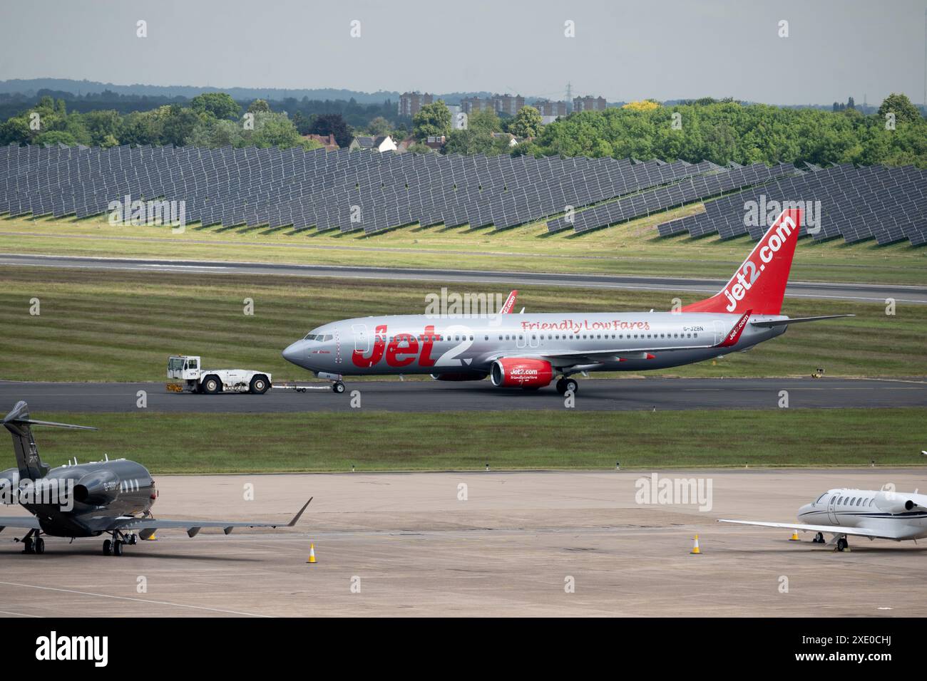 Jet2 Boeing 737-8MG towed at Birmingham Airport, UK (G-JZBN Stock Photo ...