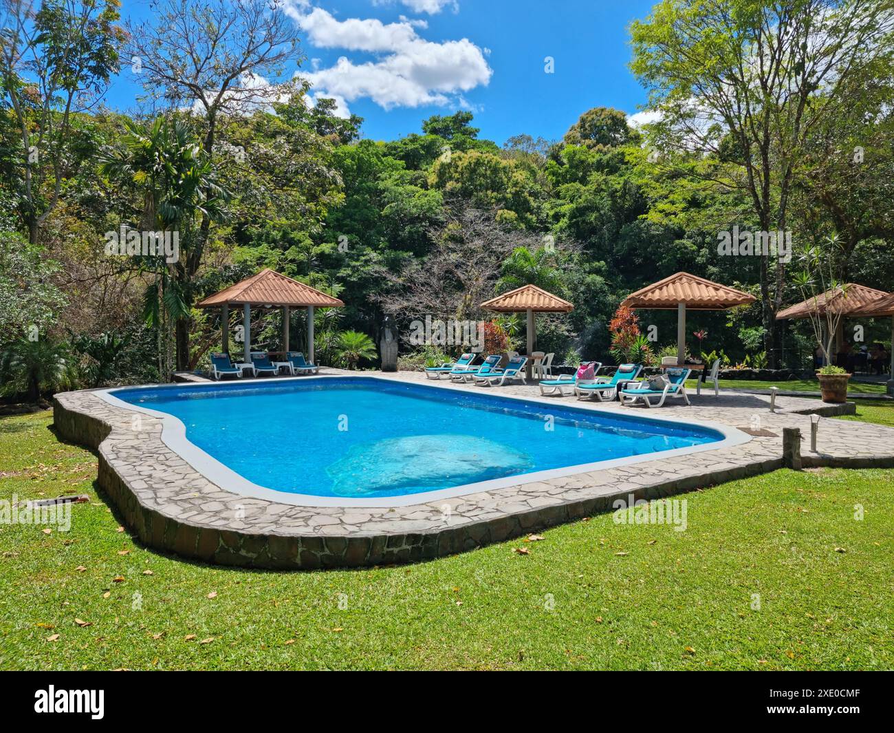 Panama, Caldera valley, Chiriqui province, swimming pool in the ...