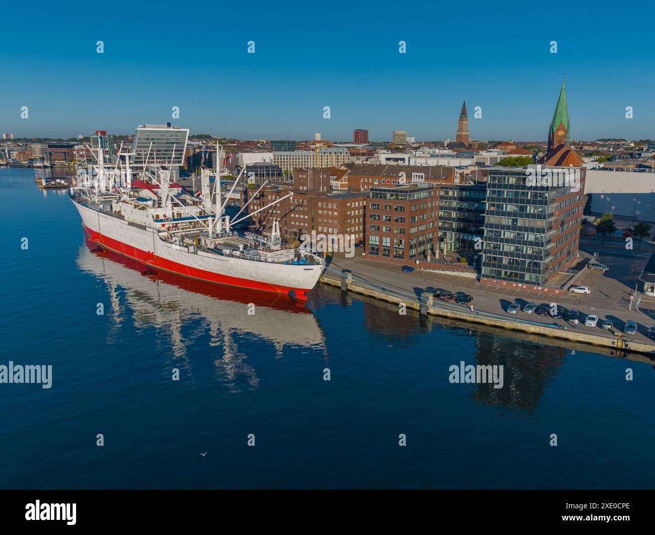 Aerial view of port of Kiel, Schleswig-Holstein, Germany. Aerial view ...