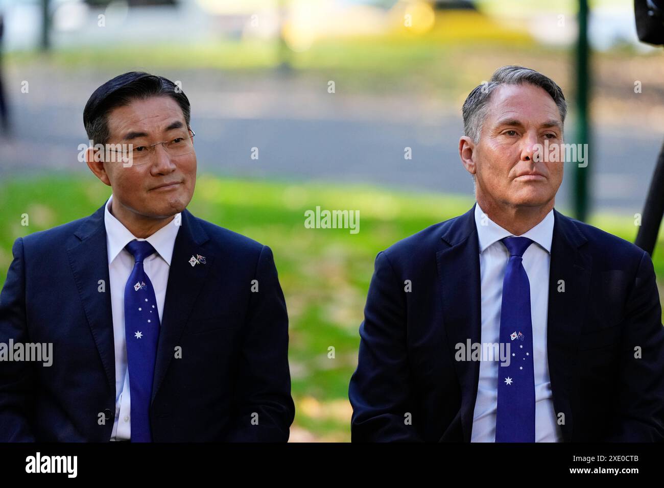 Republic of Korea Minister of National Defence Shin Won-sik left and ...