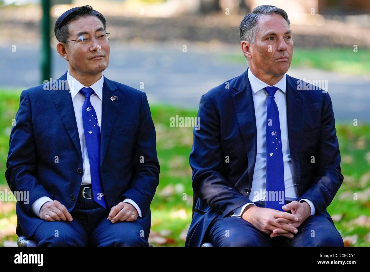 Republic of Korea Minister of National Defence Shin Won-sik left and ...