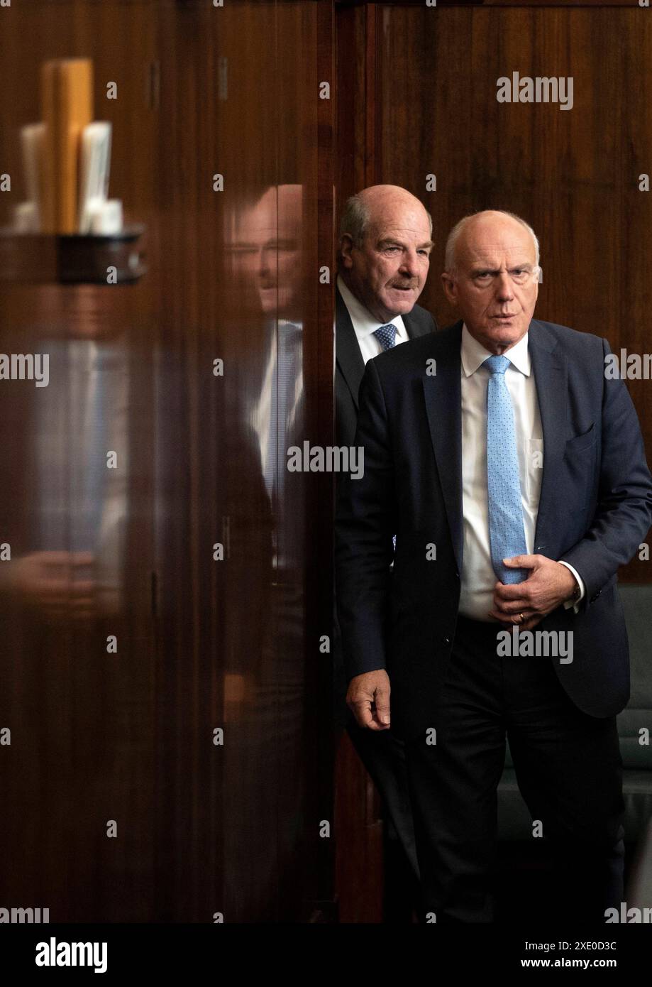 PARLIAMENT BACK Liberal Member for Lyon Mark Shelton left and Liberal ...