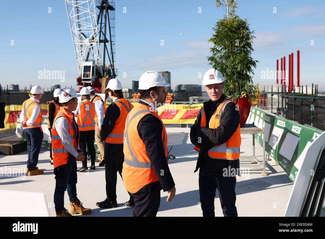 New South Wales Premier Chris Minns right during a tour of the Waterloo ...
