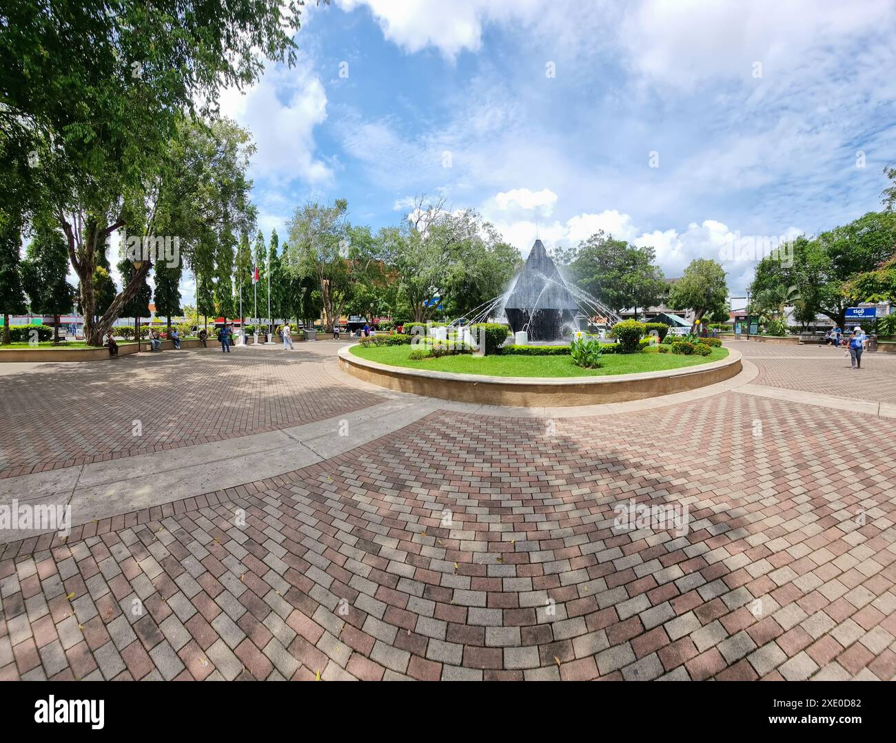 Panama, David town, Cervantes square and park, fountain view Stock ...