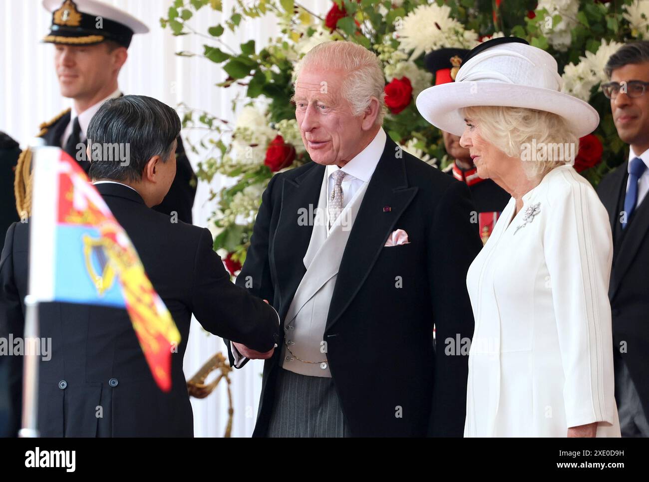King Charles III and Queen Camilla greet Emperor Naruhito of Japan as ...
