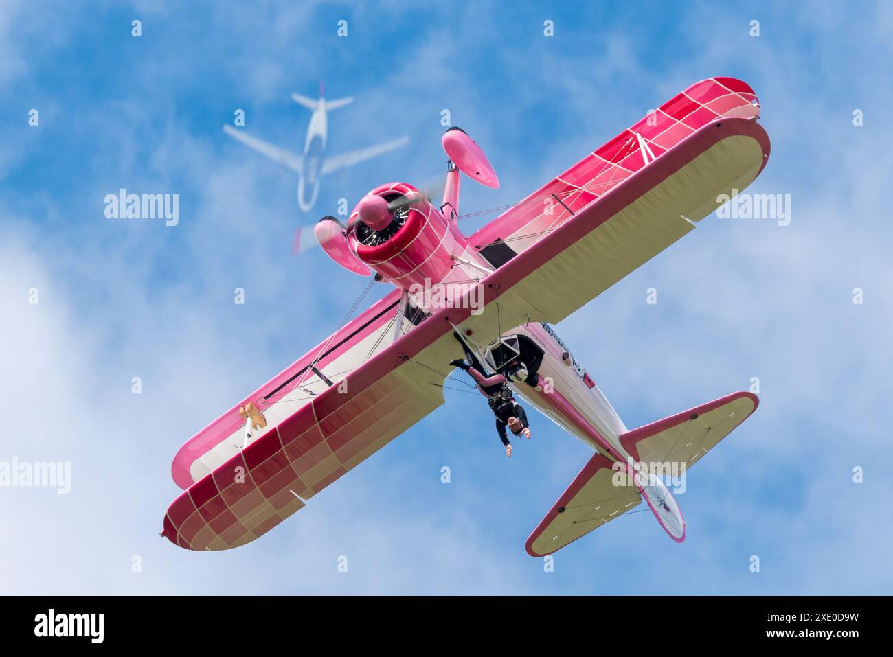 46 Aviation Boeing Stearman biplane Wing-walking display at Sywell ...