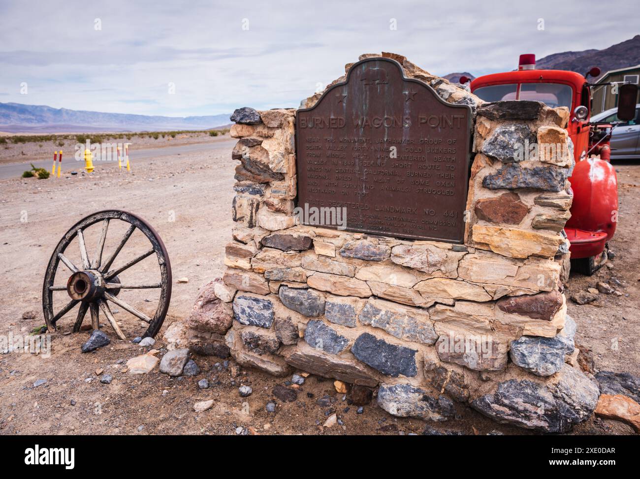 The Burnt Wagons Monument in Death Valley National Park recalls the ...