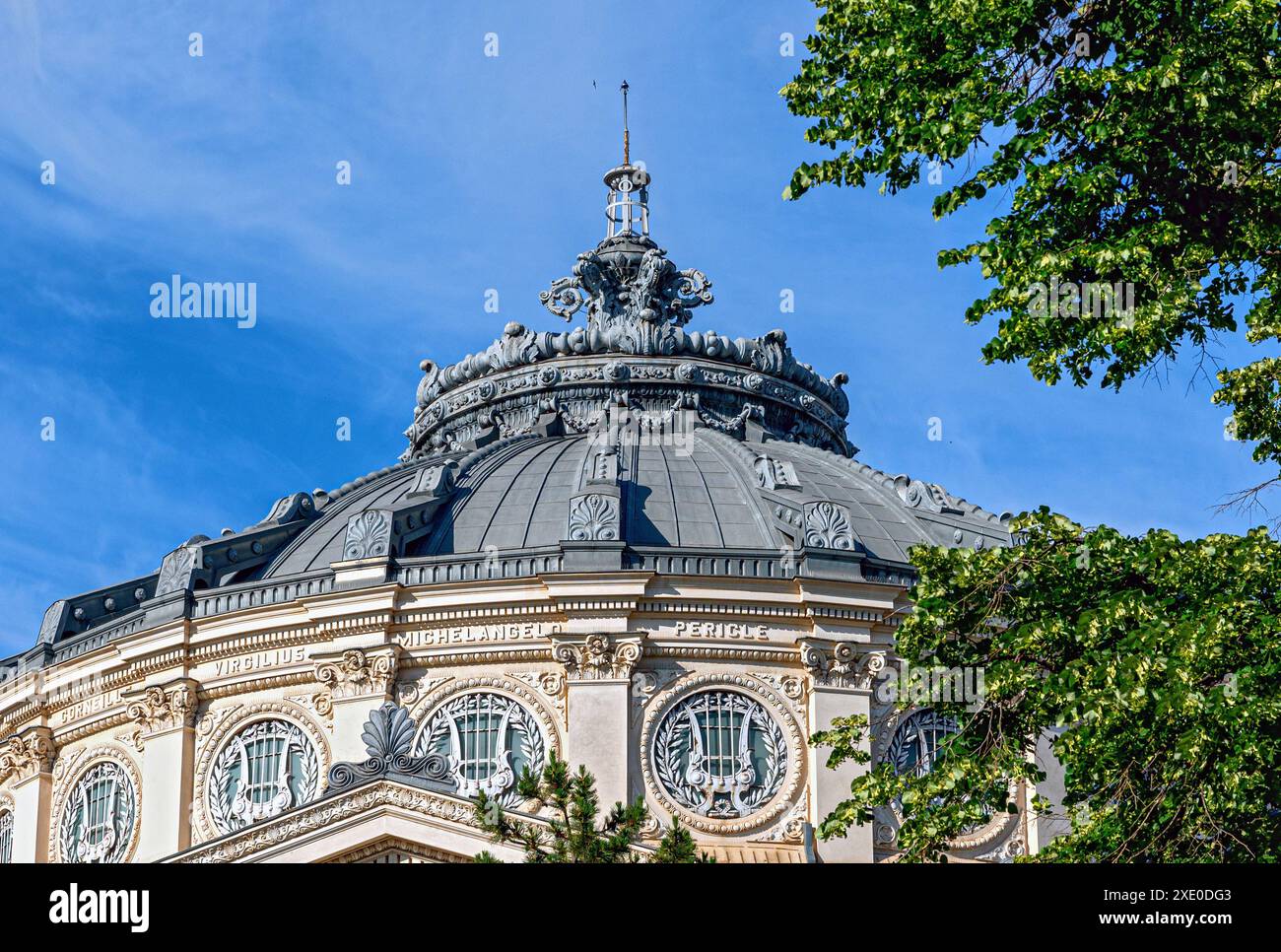 the dome of the historic concert hall Athenaeum in Bucharest, Romania ...