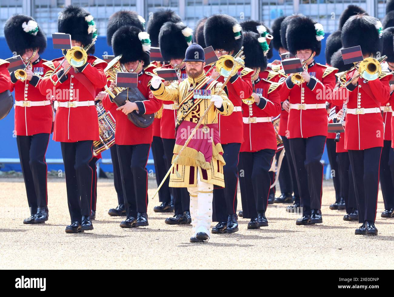 Members of the 1st Battalion Welsh Guards band perform ahead of the ...