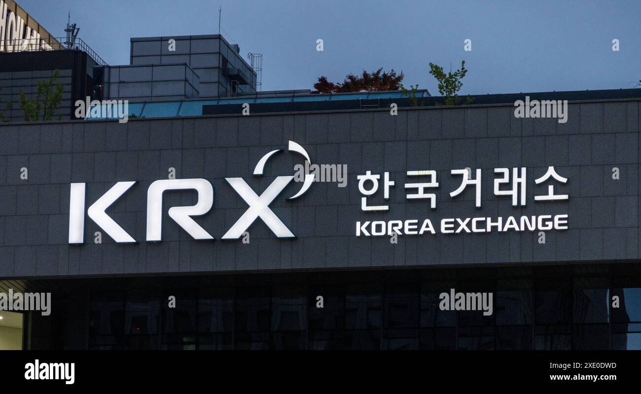 sign for KRX Korea Exchange in building in Seoul, Korea Stock Photo - Alamy