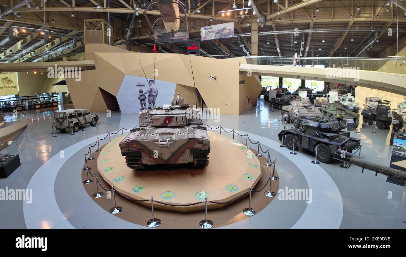 Royal Tank Museum, Amman, Jordan - May 4, 2024: Aerial panorama capturing historic battle tanks ...