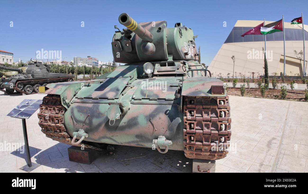 Royal Tank Museum, Amman, Jordan - May 4, 2024: Historical Swedish Stridsvagn M42 tank showcased ...