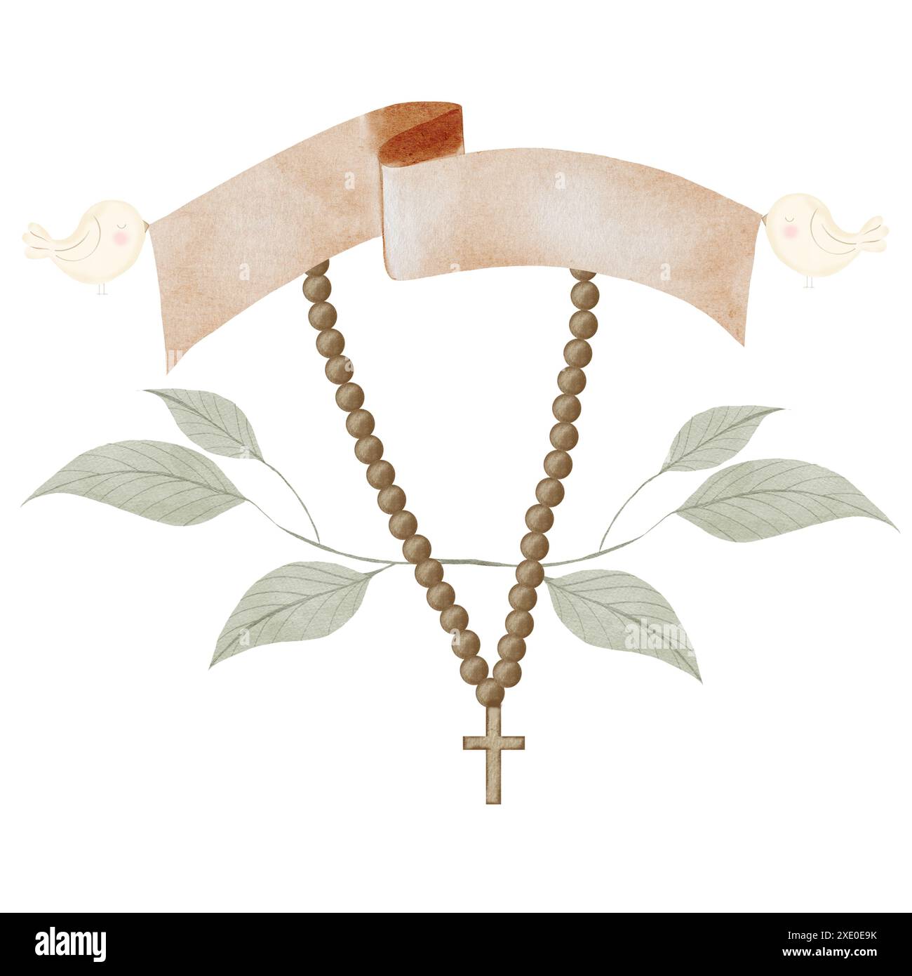 Baby baptism watercolor. Hand drawn religious theme of catholic ...