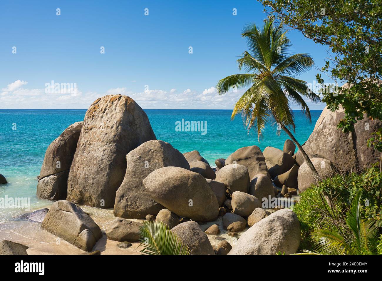Carana beach view from the road, blue sky turquoise water, low tide ...