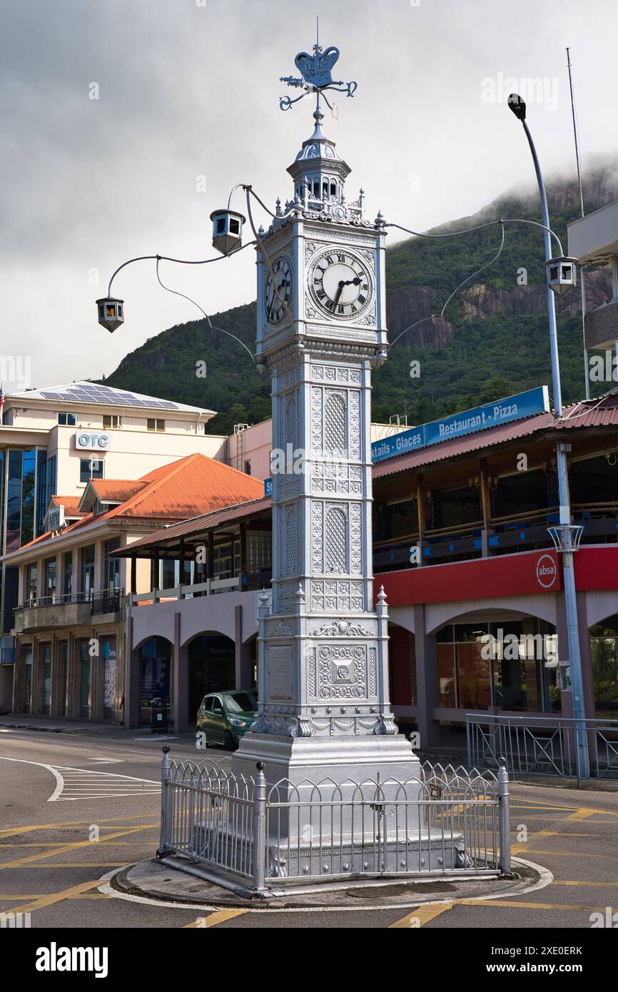 Mahe, Seychelles 25.06.2024 Clock tower in town center pf Victoria ...