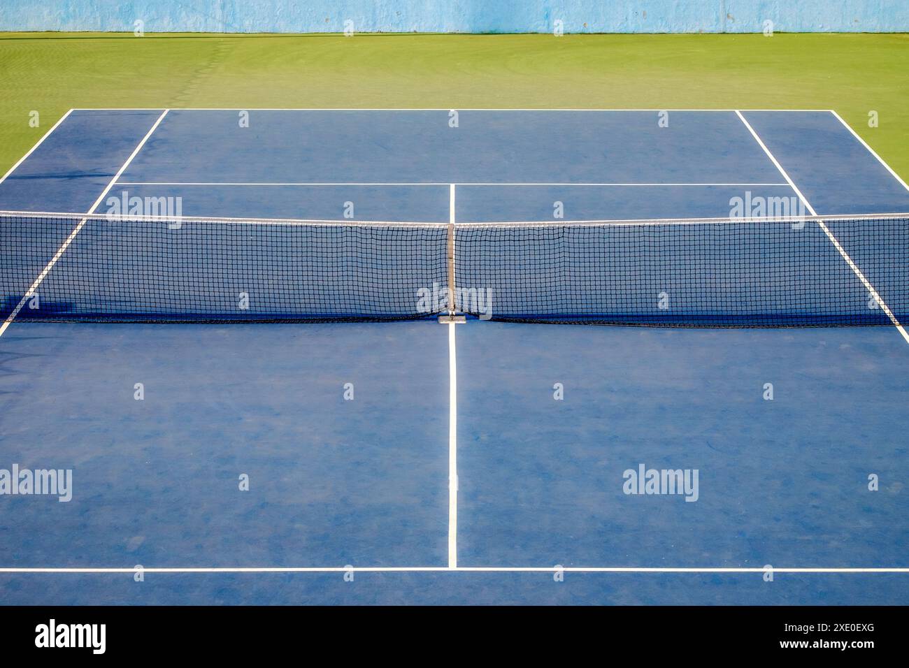 Tennis court with artificial turf. Blue and green colors Stock Photo ...