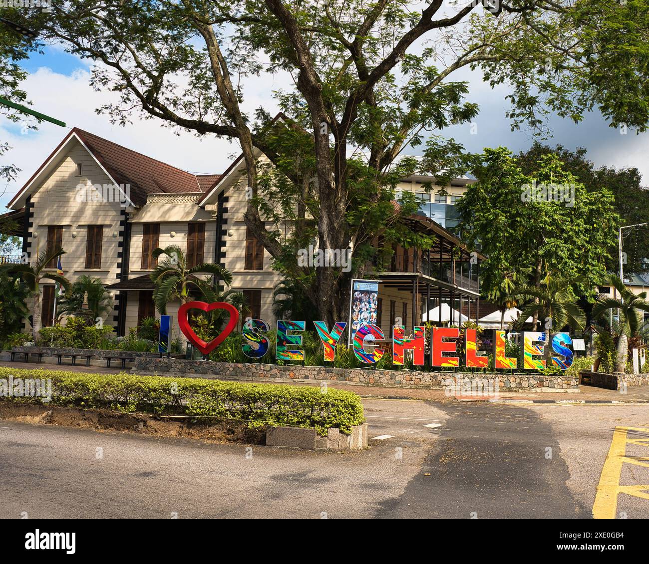 Mahe, Seychelles 25.06.2024 I Love Seychelles sign in front of the ...